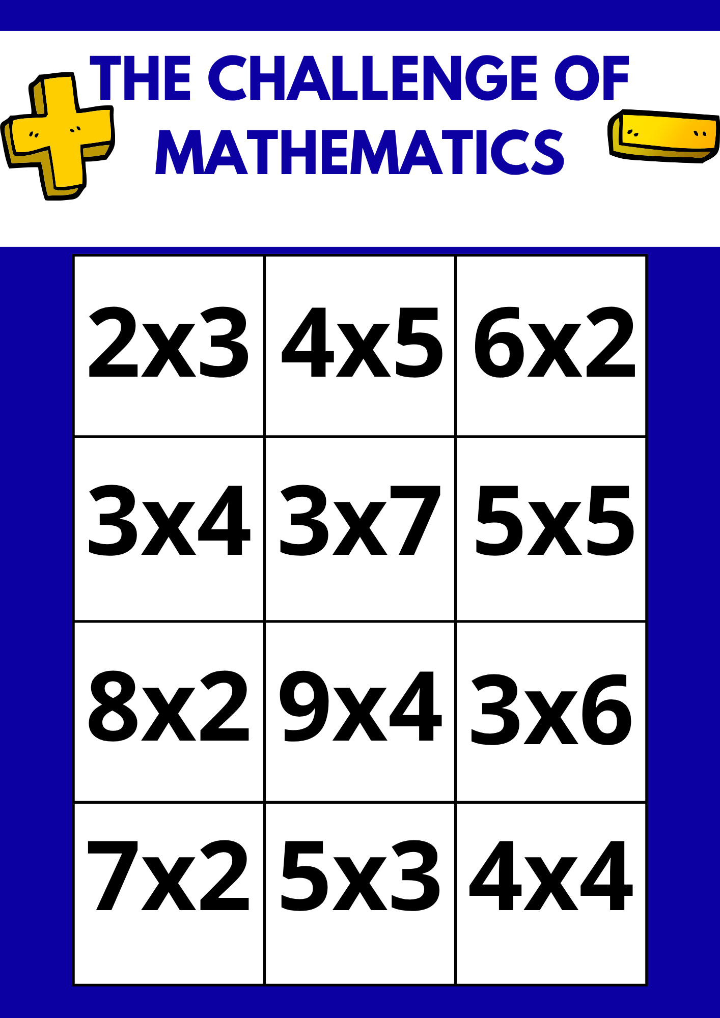 MATHEMATICS CHALLENGE - MULTIPLICATION