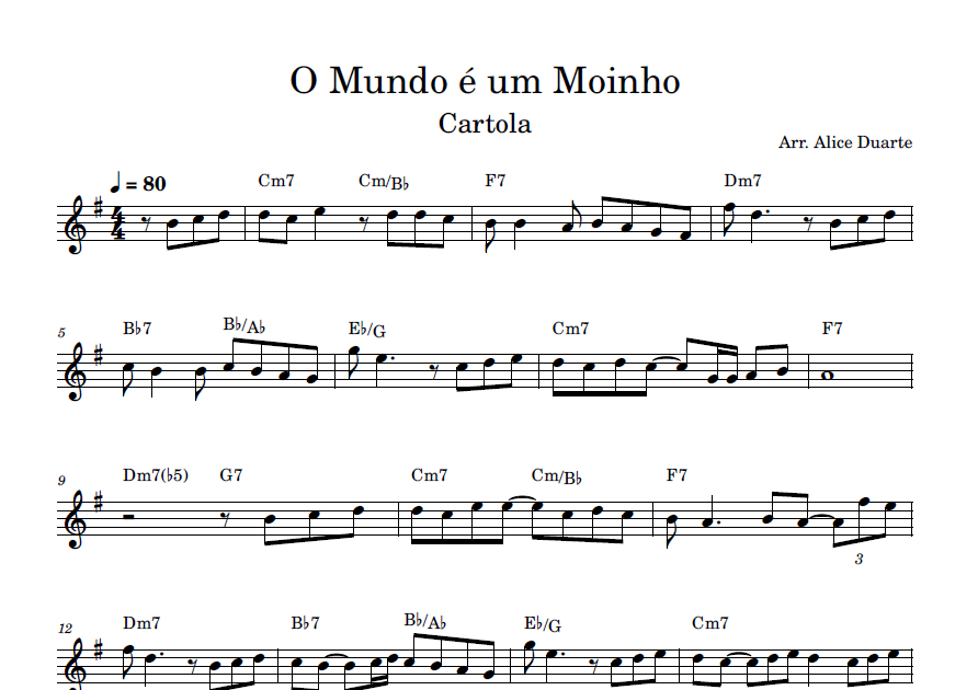 O Mundo é um Moinho (Cartola) - Partitura para instrumentos em Mi Bemol