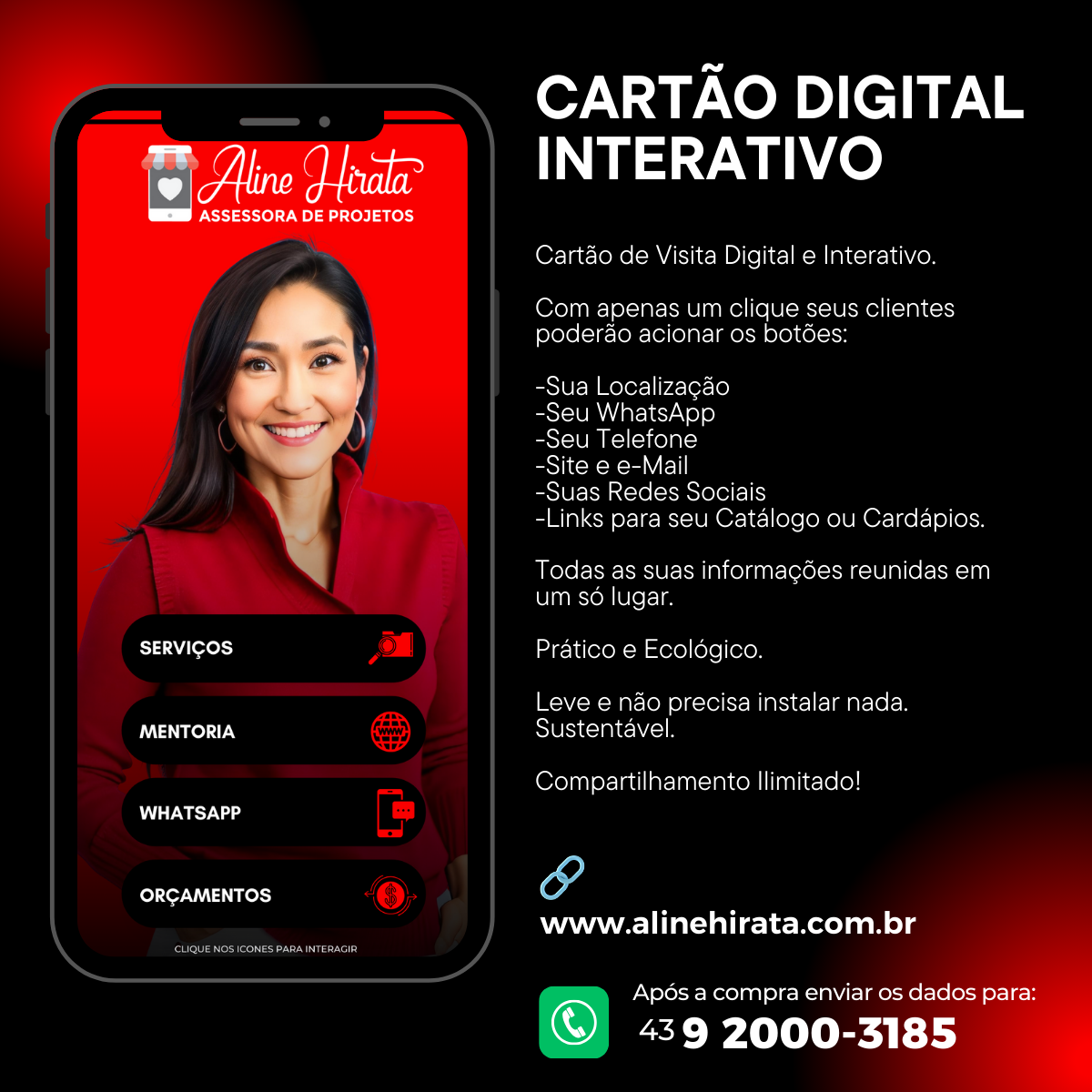 Cartão Digital Interativo - Aline Hirata | Hotmart