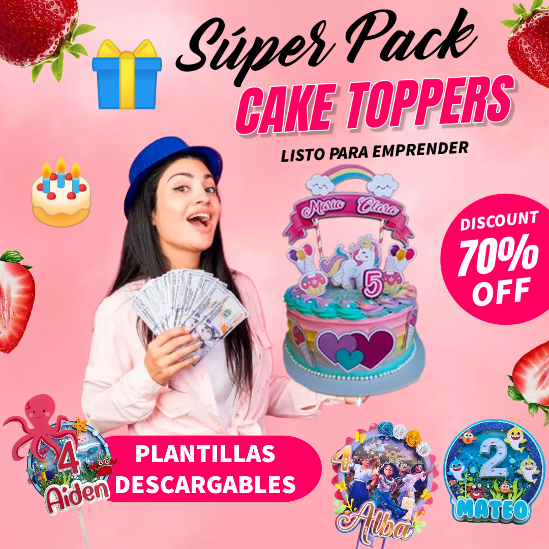 SÚPER PACK PLANTILLAS DE CAKE TOPPERS - MEGA PACK EXPERT | Hotmart