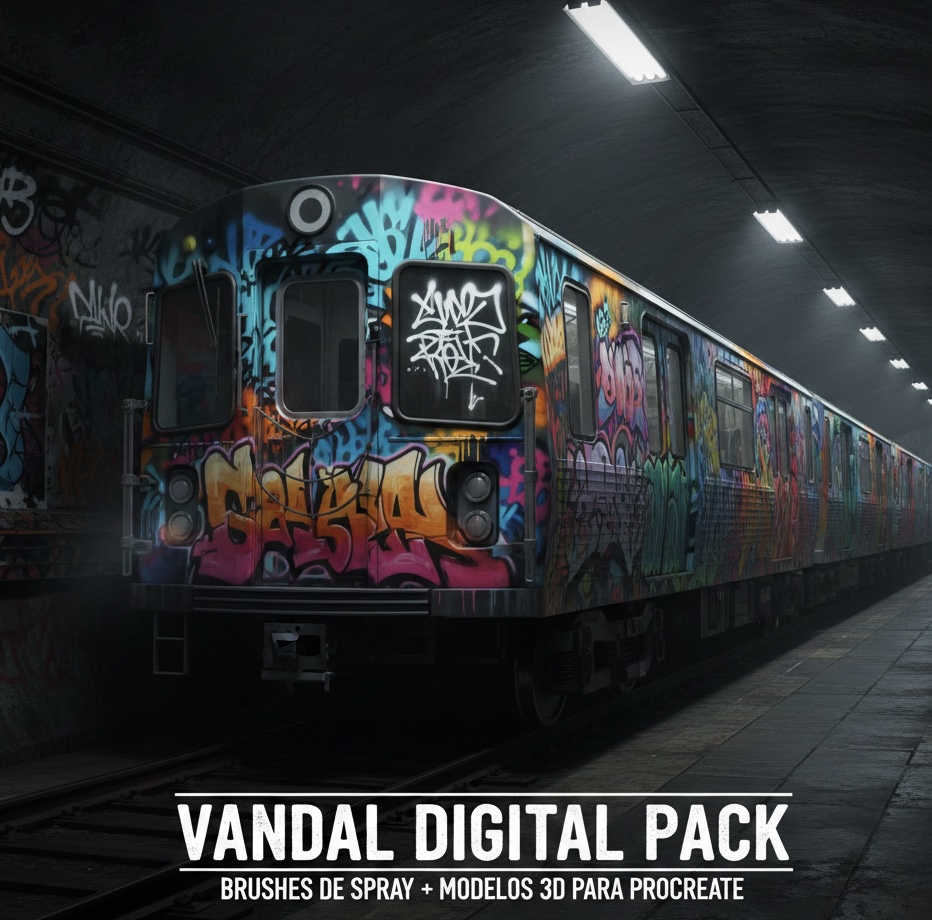 Vandal Digital Pack: Brushes de Spray + Modelos 3D para Procreate