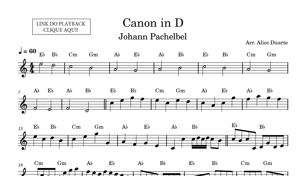 Canon in D (Johann Pachelbel) - Partitura para Sax Alto com Playbac...