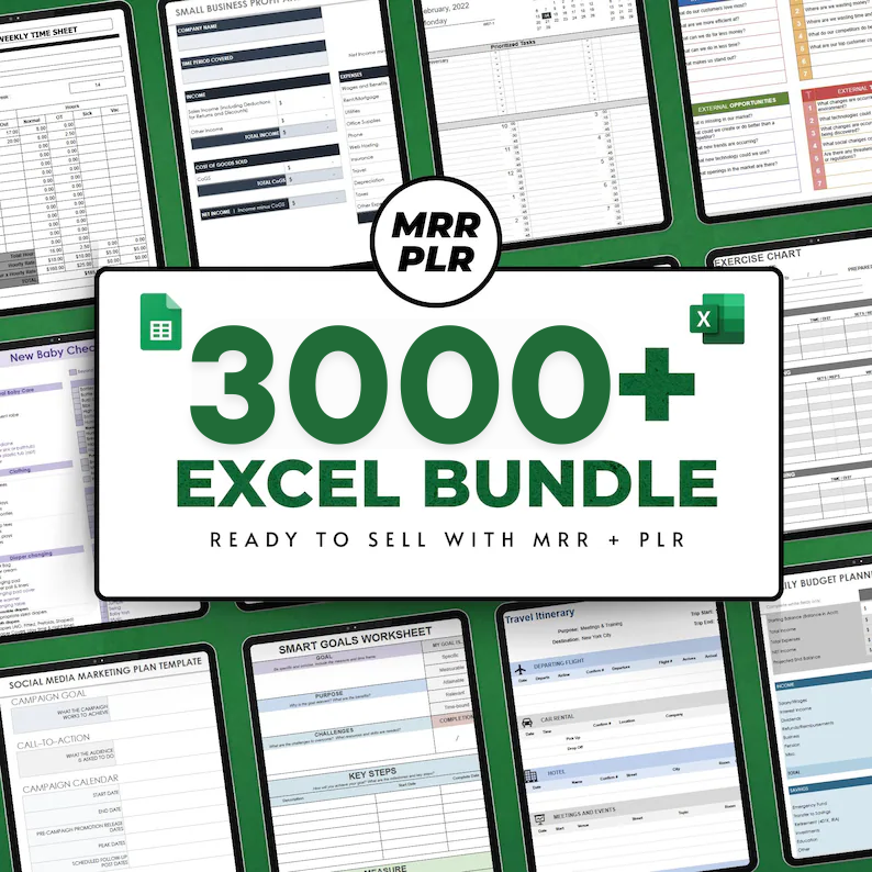 3000 Excel Bundle - Templates Pack
