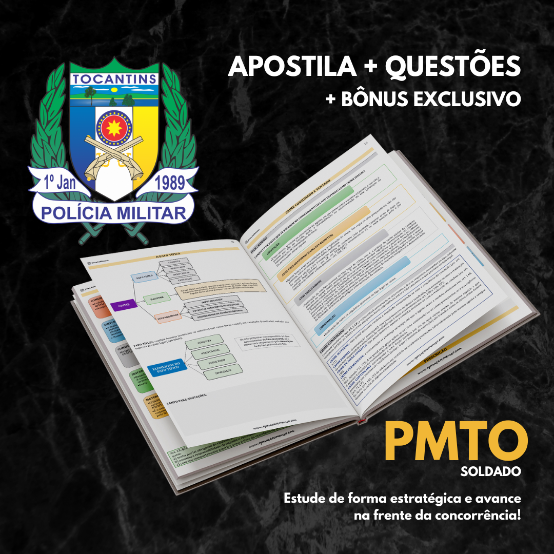 PMTO - APOSTILA DIGITAL + Cronograma + Simulados Comentados (Solda...