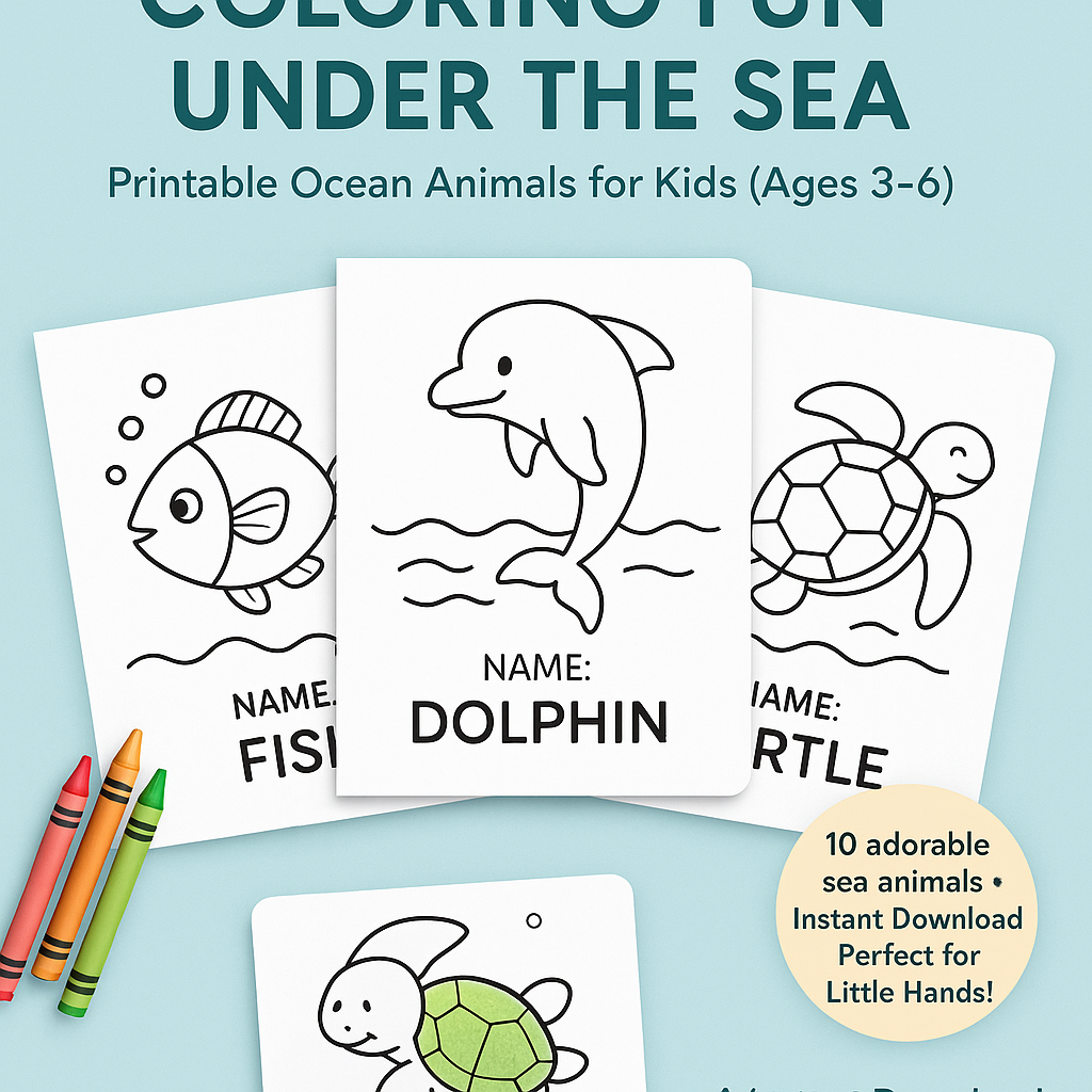 Coloring Fun Under the Sea: Printable Ocean Animals for Kids (Ages 3-6)