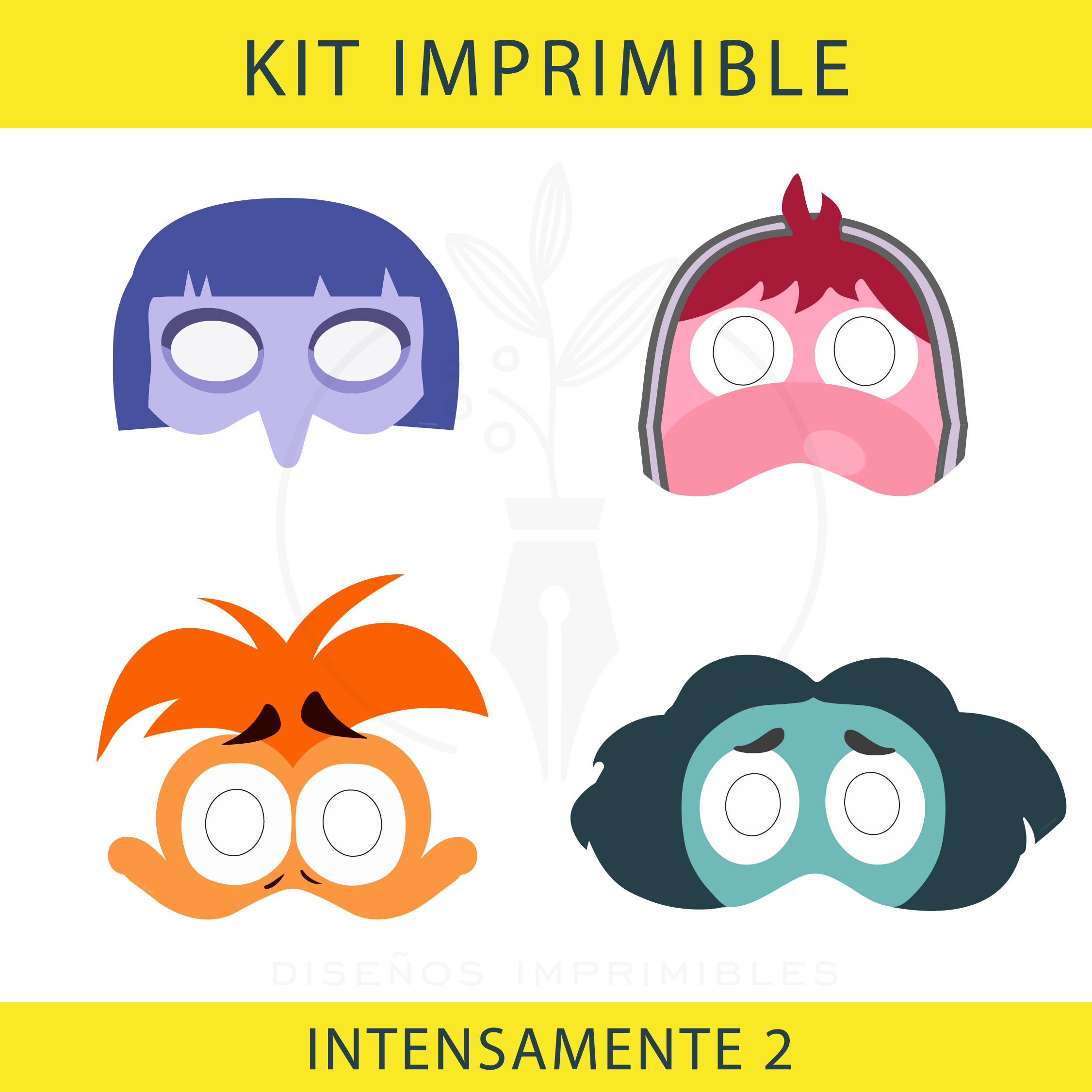 Imprimible De Antifaces Intensamente 2 Inside Out María Bertog