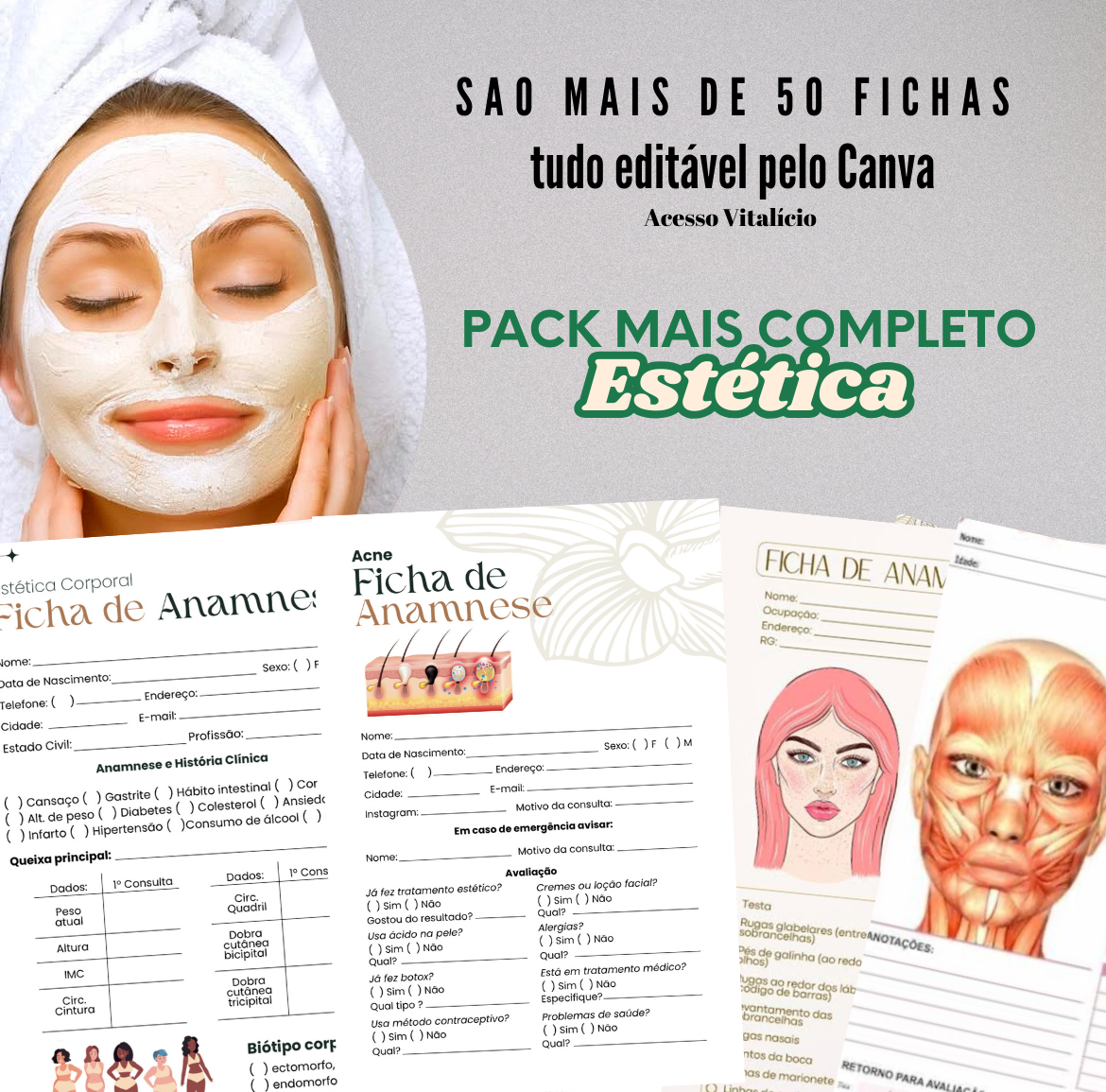 PACK DE FICHAS EDITÁVEIS no CANVA PARA ESTÉTICA - Daiane Cristina ...