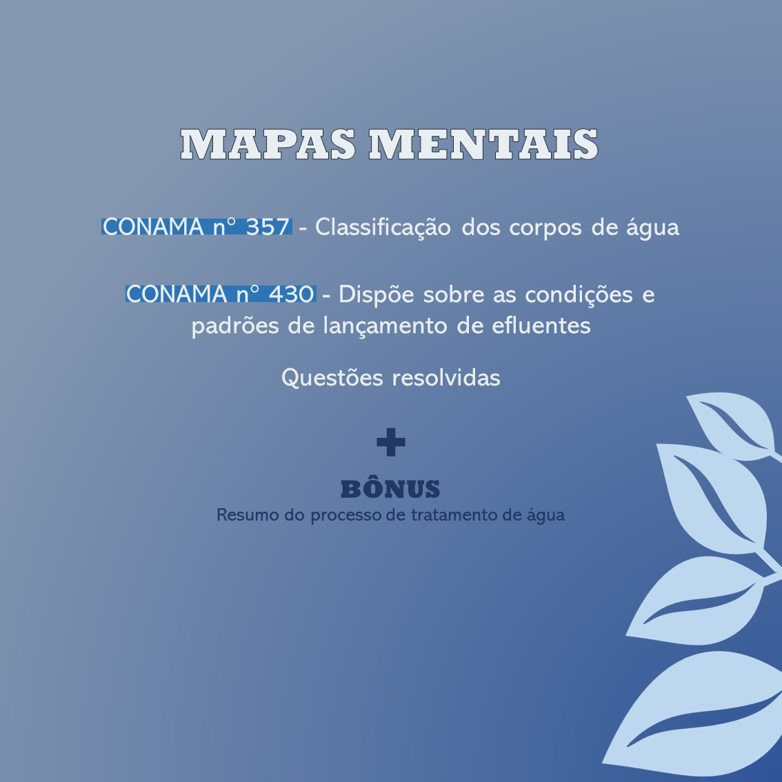 CONAMA nº 357 + CONAMA nº 430 + resumo tratamento de água - CRISTIA...