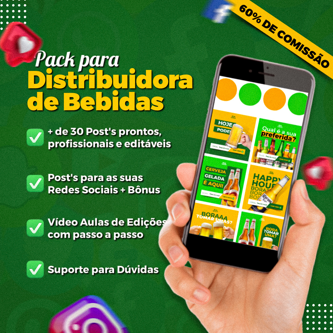 Pacote +30 Artes Feed Organizado para Bebidas - Pack Canva - WS Míd...