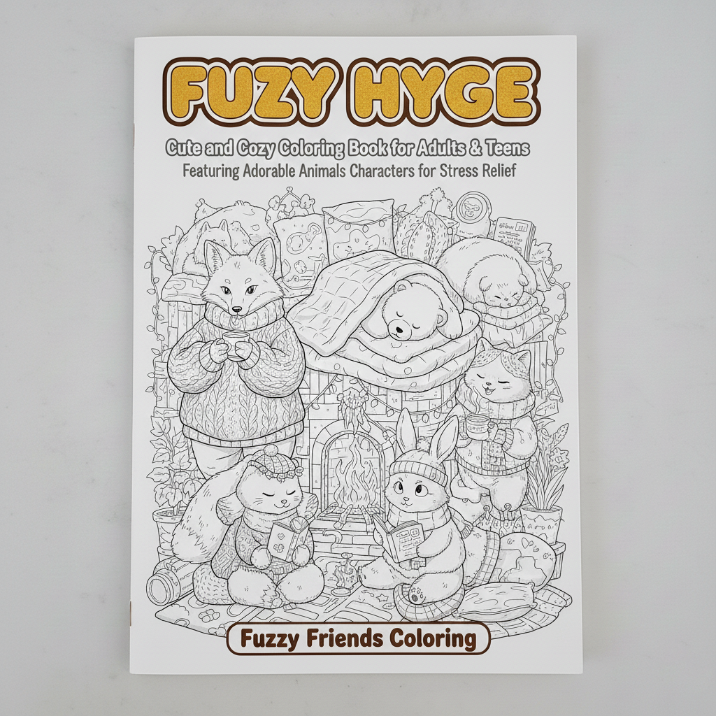 Fuzzy Hygge: Cute and Cozy Coloring Book for Adults & Teens Fea...