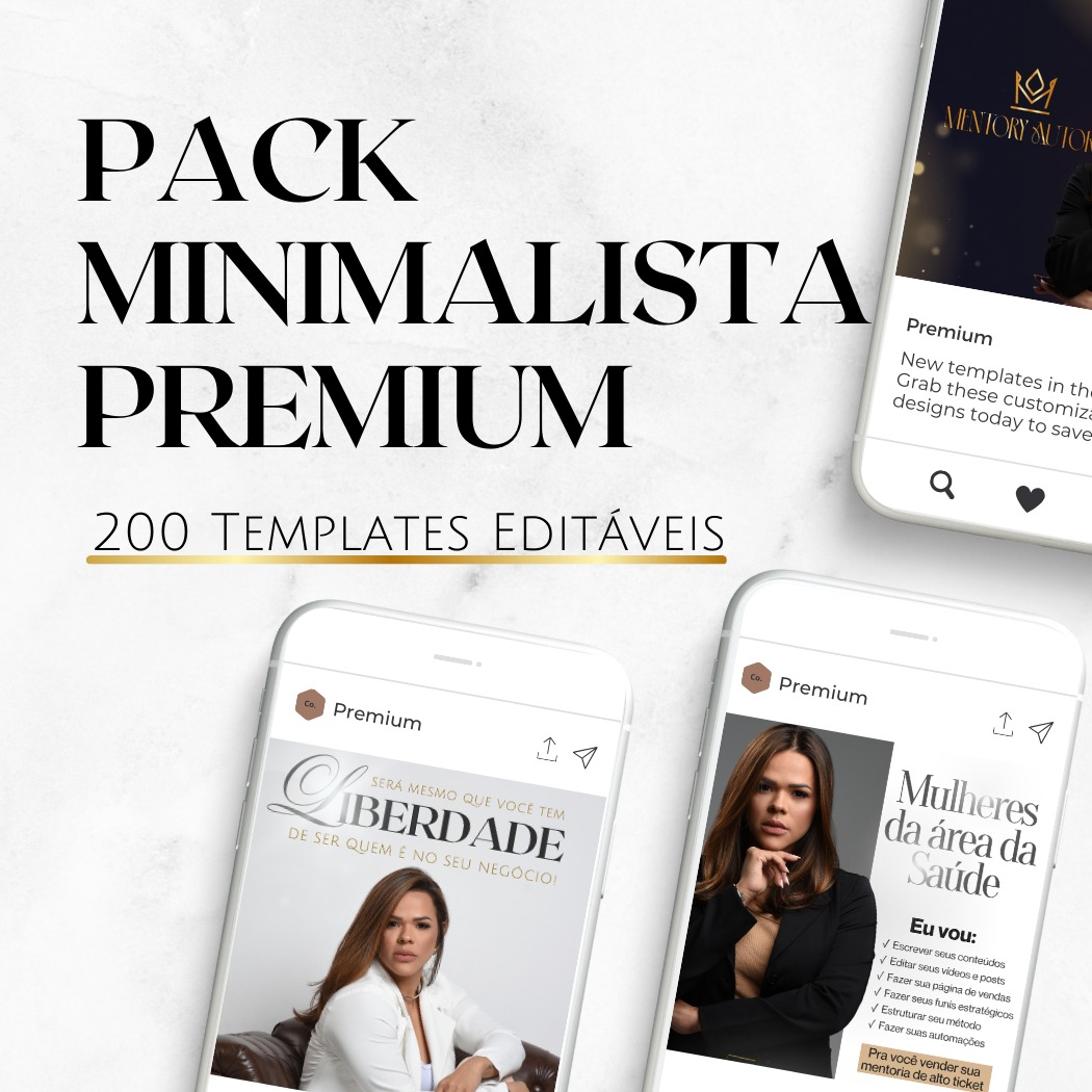 Pack Minimalista Premium- 200 Templates Editáveis - Dani Clenner