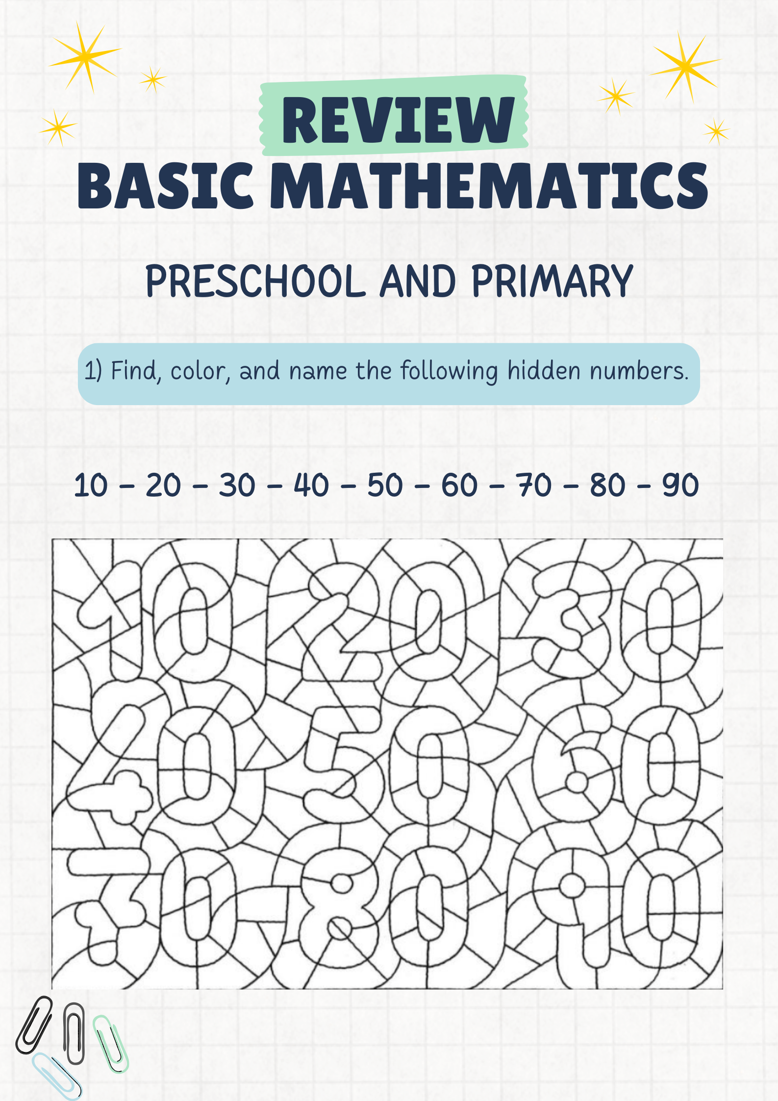 Educational Worksheet on Basic Mathematics – Preschool and Primary ...