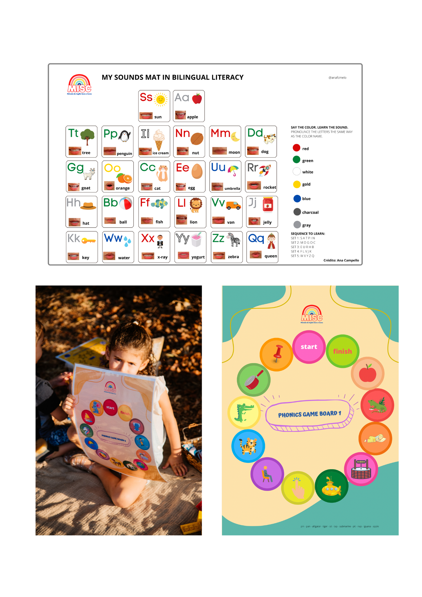 2 Phonic Board Games + 1 Chart e flashcards posição da boca, image...
