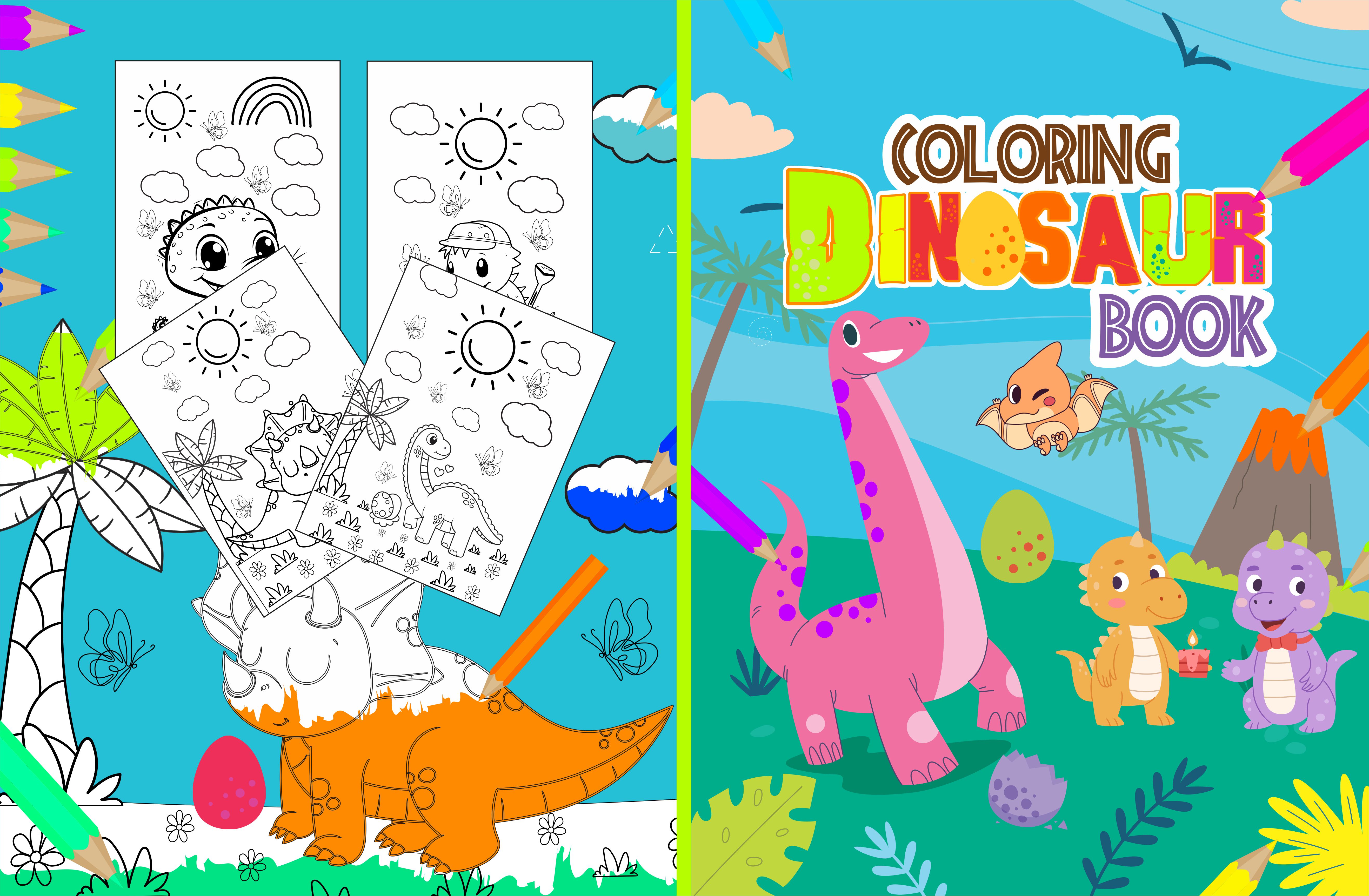DINOSAUR COLORING NOTEBOOK FOR CHILDREN / "Prehistoric adventures pages ...