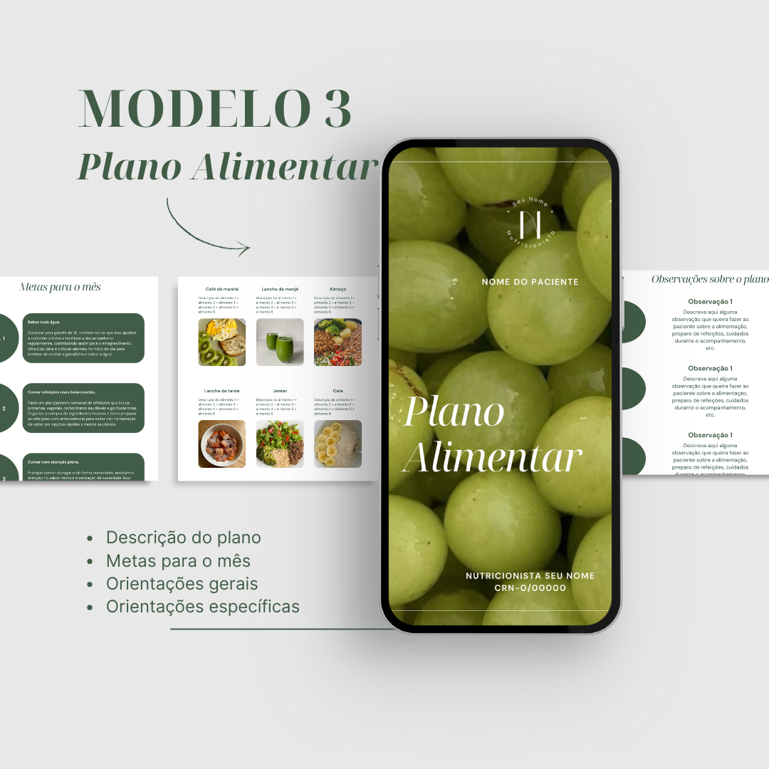 Modelo de Plano Alimentar Editável 3 - Isabelle Soares | Hotmart