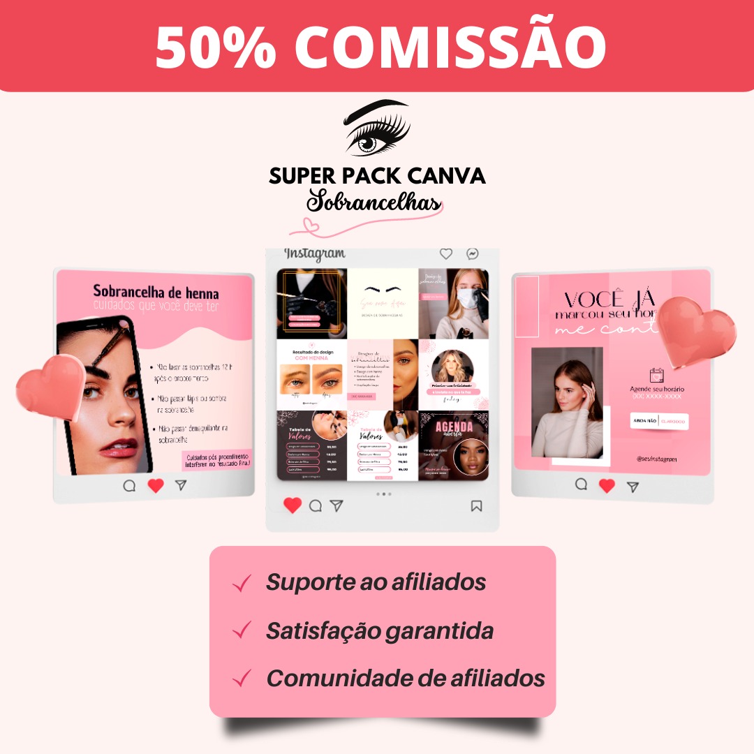 Super Pack Canva Designer De Sobrancelhas 250 Artes Prontas E Editá