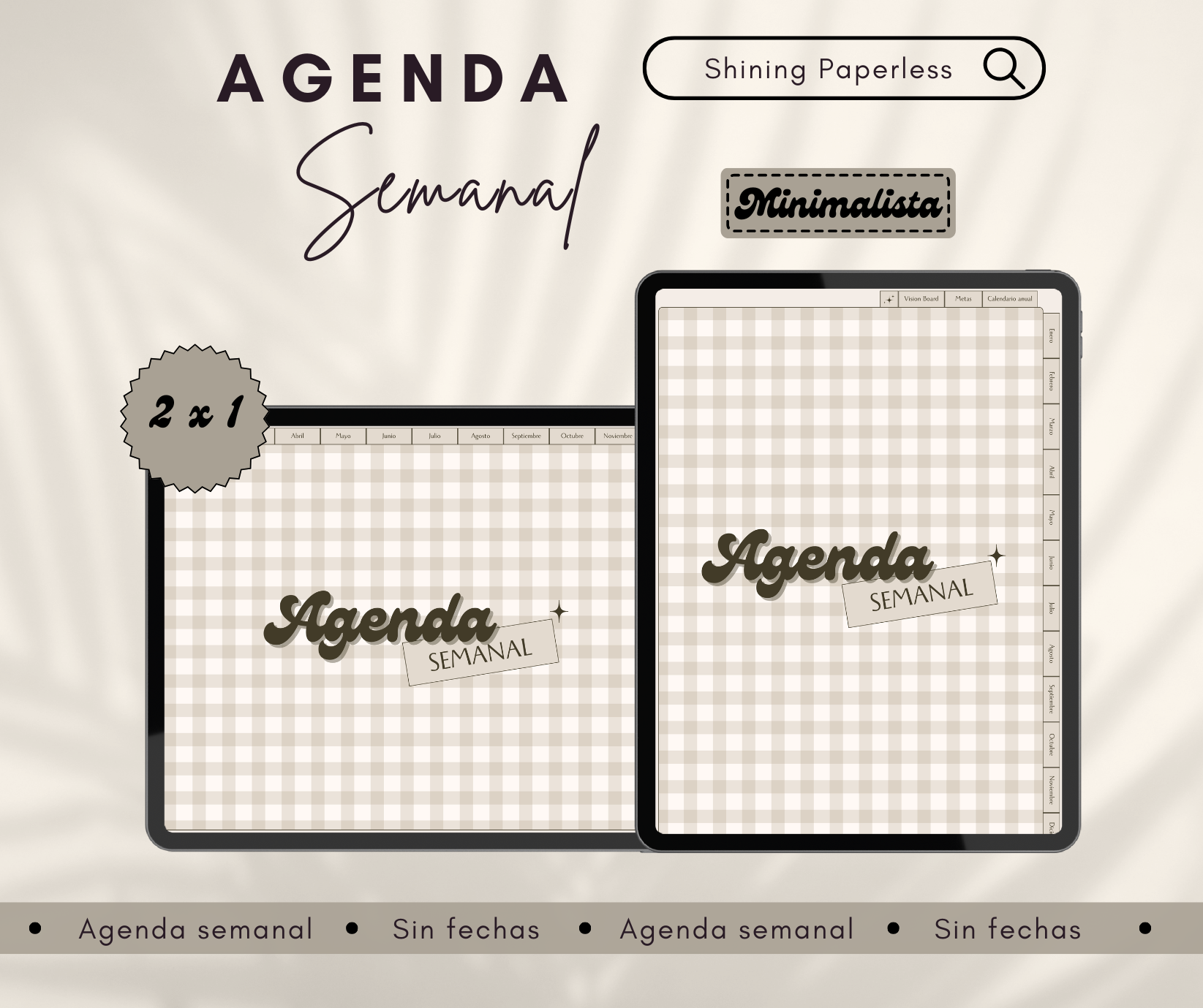 Agenda semanal x2 (Minimalista) - Shining Paperless | Hotmart