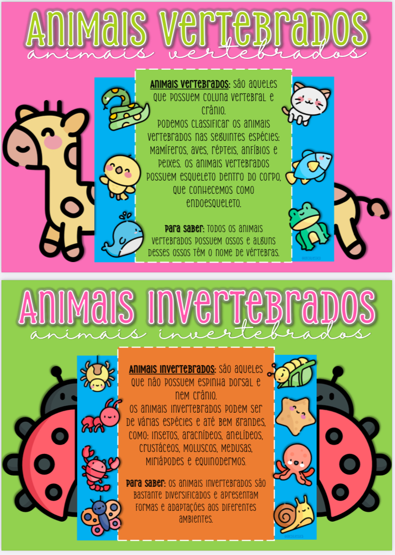 CARTAZ ANIMAIS VERTEBRADOS E INVERTEBRADOS - Jéssica Valentim Santo...