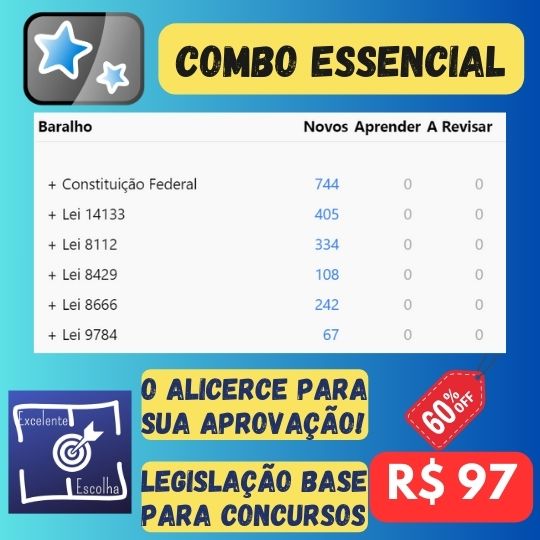Combo Essencial para Concursos - FlashCards Anki