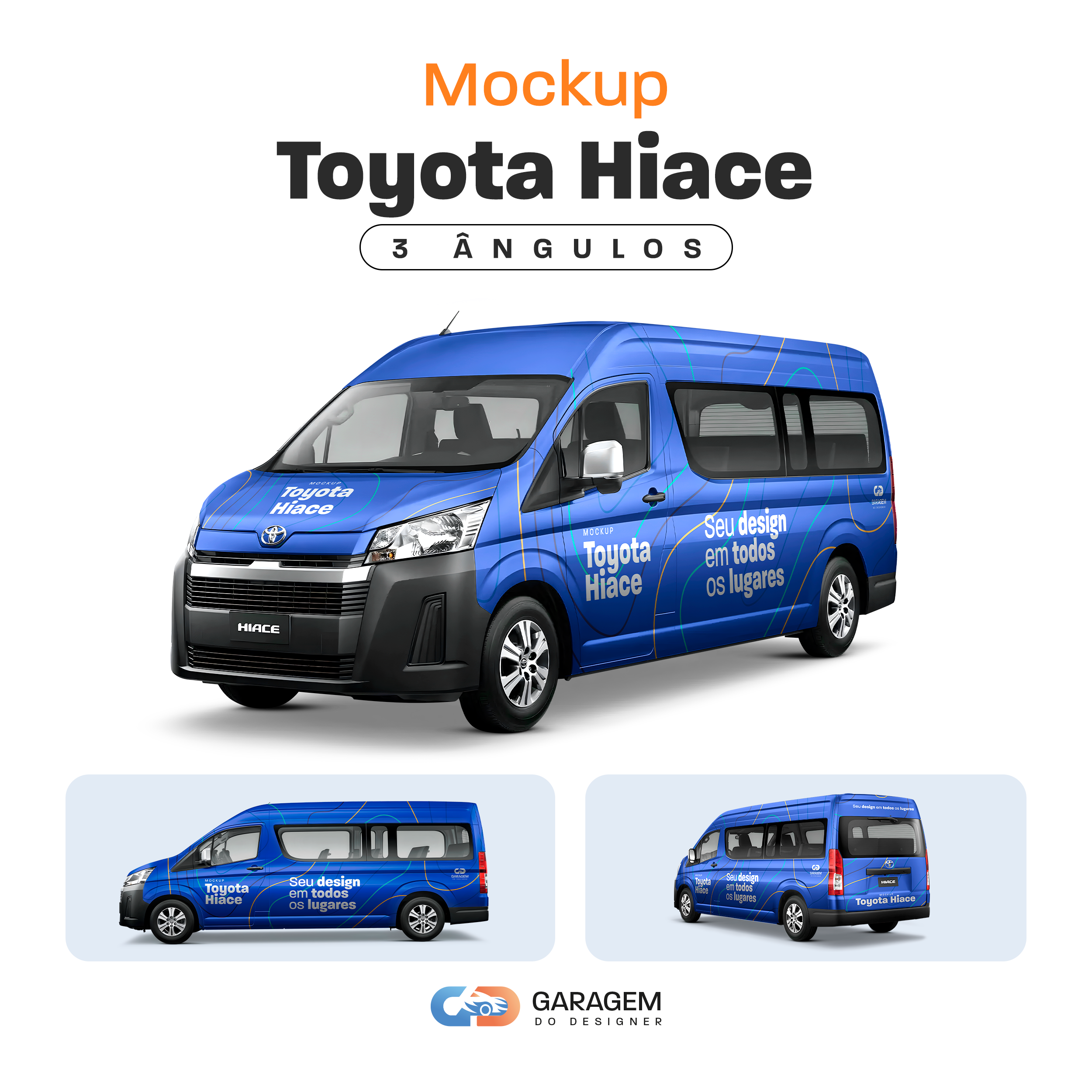 Mockup Toyota Hiace - 3 ângulos - Garagem do Designer (DesignerBast...