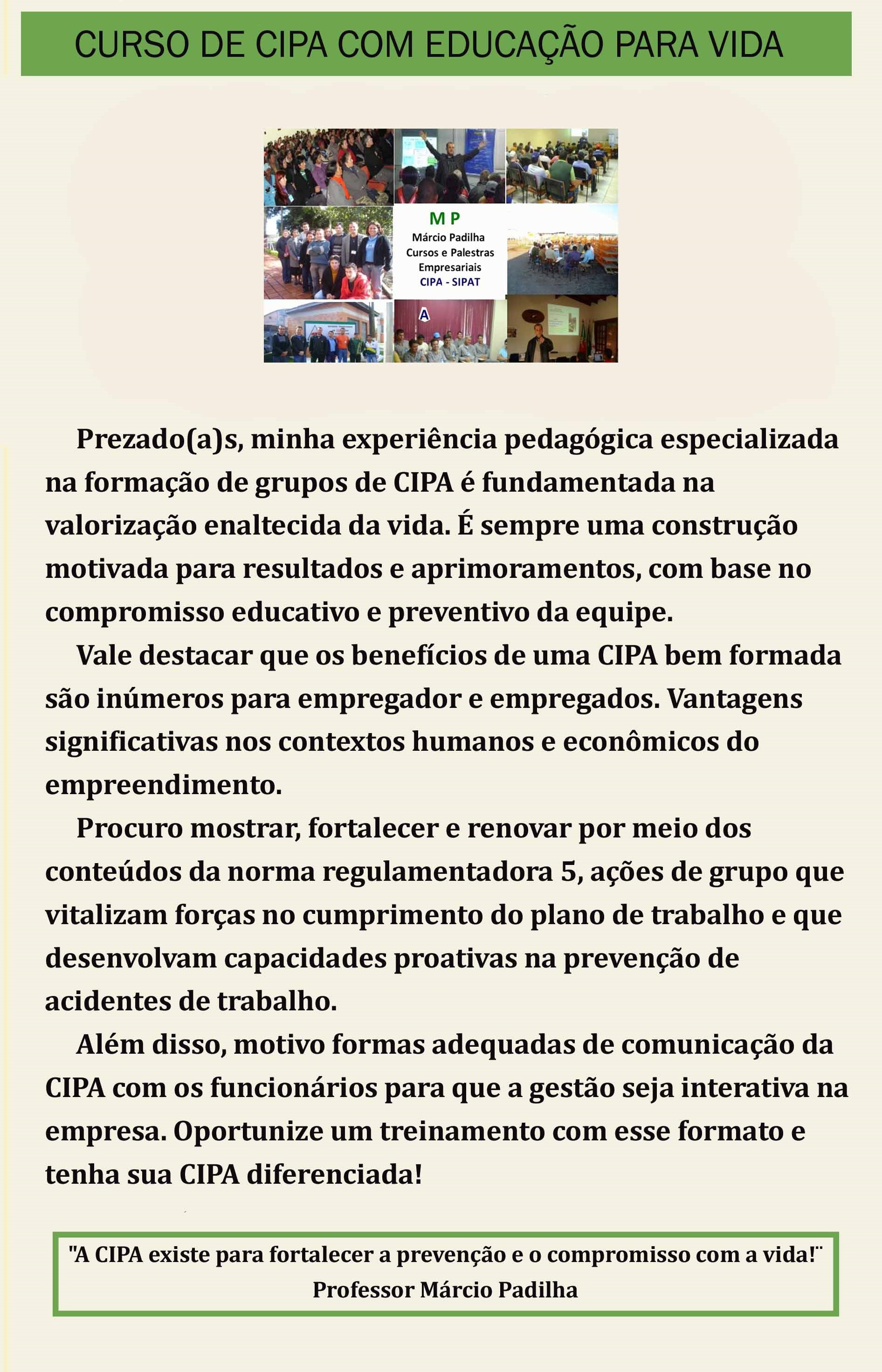 Curso de CIPAA - NR 5 - Grau de Risco 2 - Semipresencial 12 h