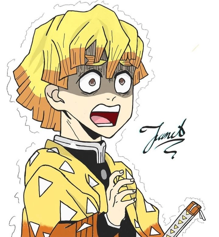 Dibujo de anime kimetsu no yaiba (Zenitsu) - María Janet Anzures Fa...