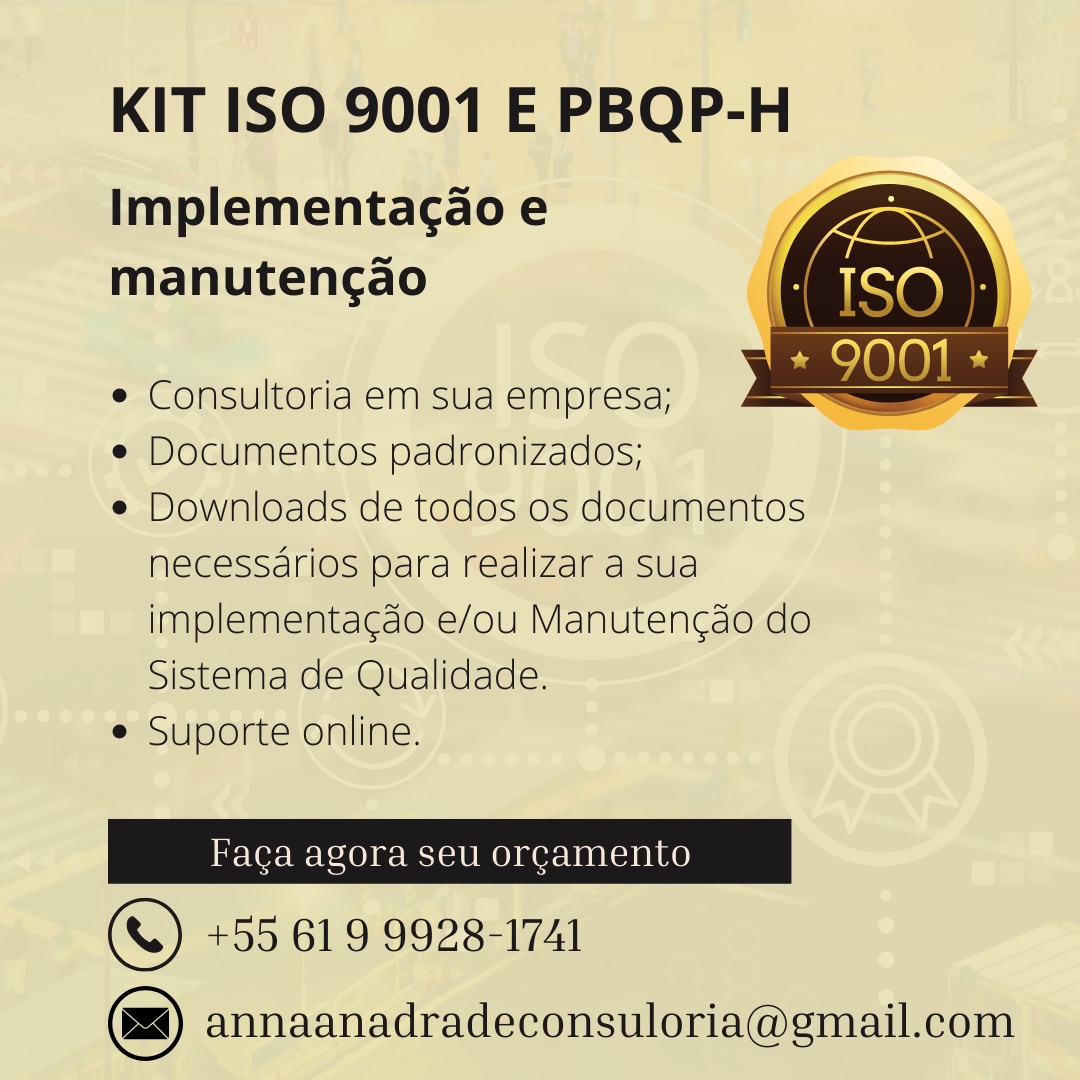 Kit ISO 9001 E PBQP-H - implementação e Manutenção - Anna Fernande...
