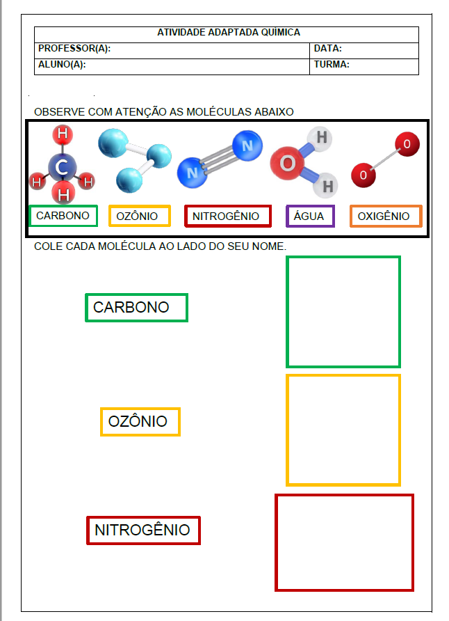 Atividade Adaptada Química Moléculas Cantinho Da Inclusão Hotmart