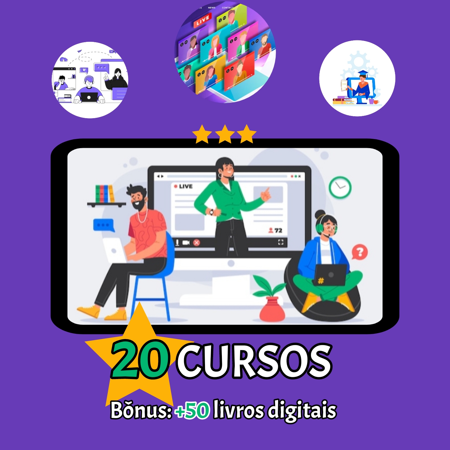 20 CURSOS em diversas áreas trabalho físico e online BÔNUS: +50 EBOOKS