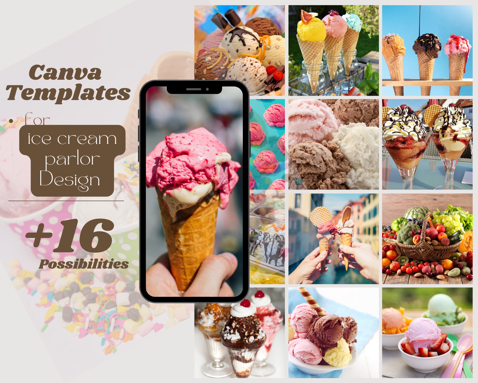 Canva Template ice cream shop +16 possibilities - Celina - Package ...