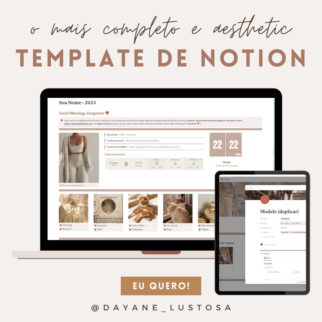 Template de Notion 2025 - completo e aesthetic