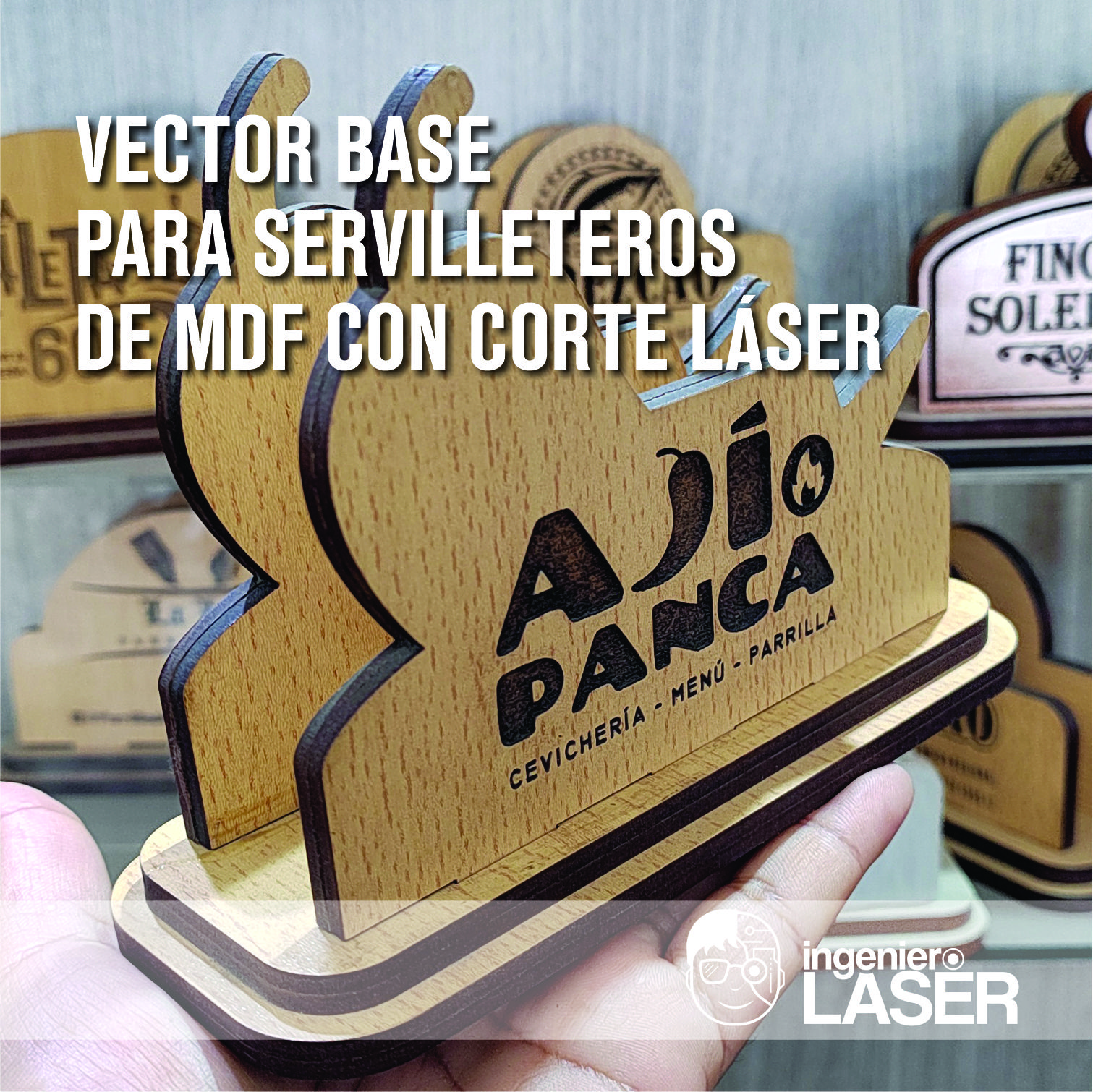 Vector estándar de servilletero de MDF - IngenieroLaser | Hotmart