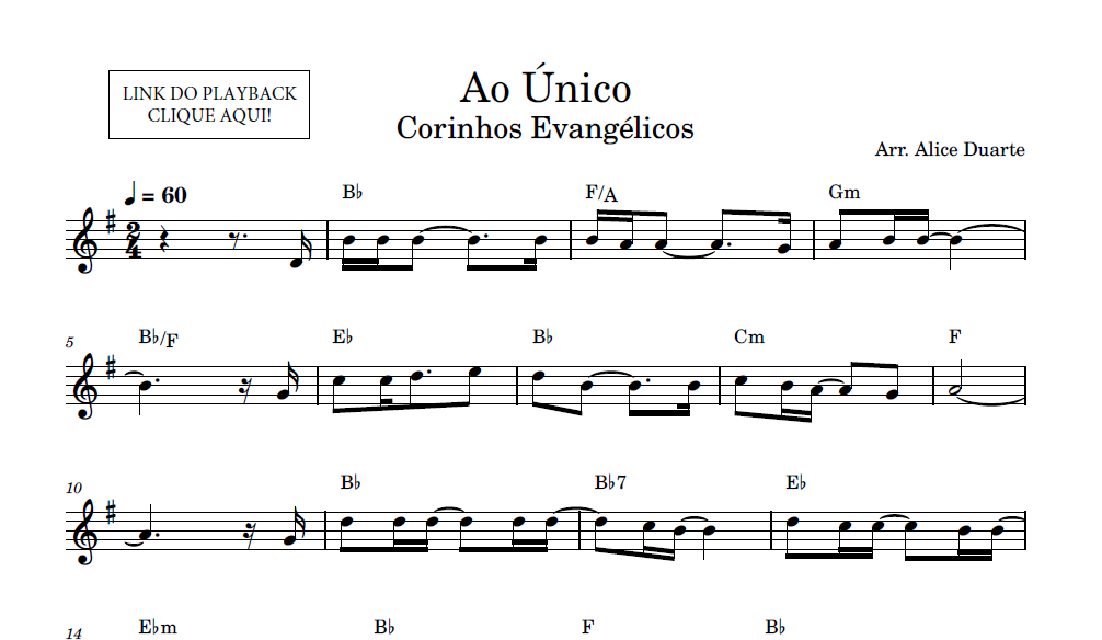 Ao Único (Bené Gomes) - Partitura para Instrumentos em Mi Bemol com...