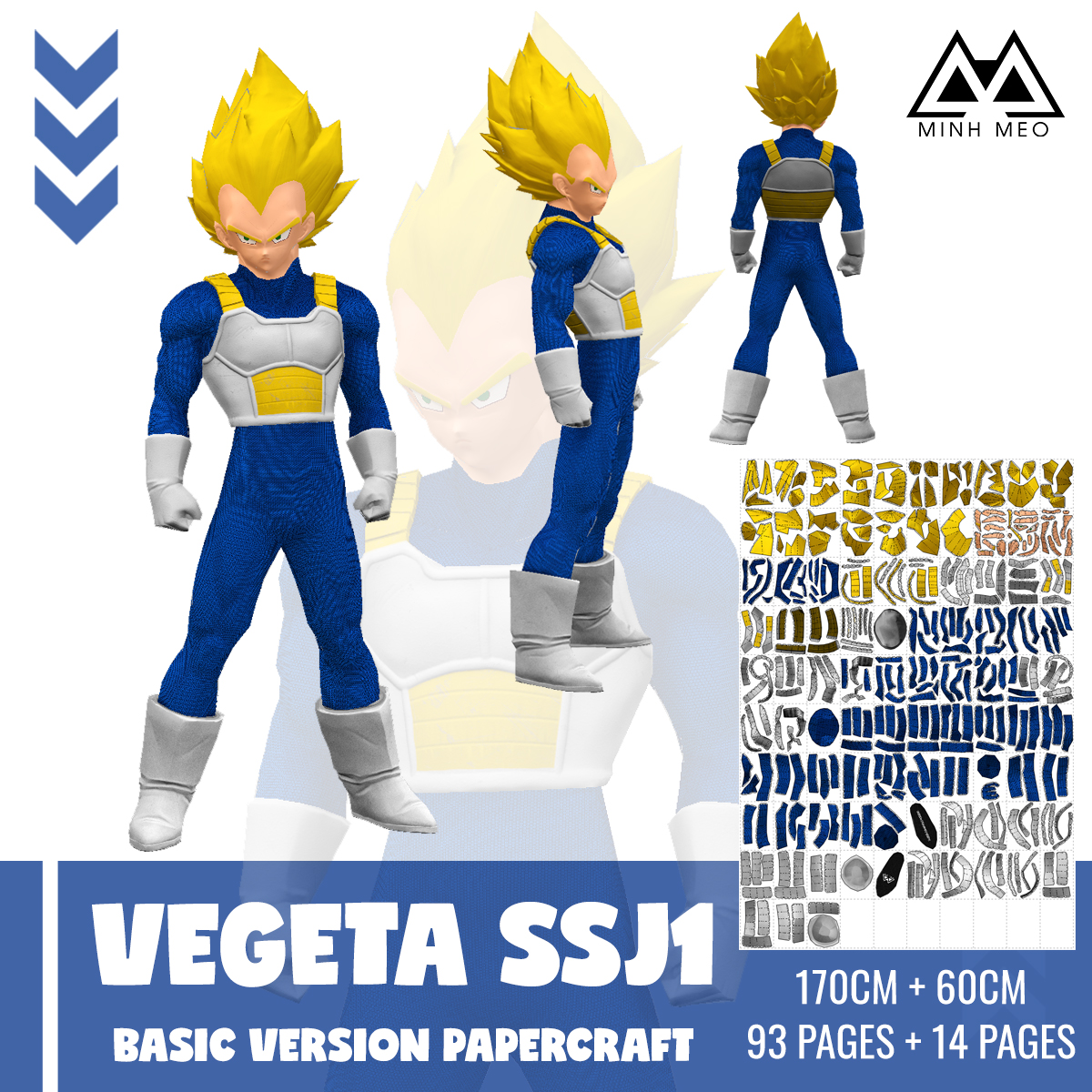Vegeta SMSP Super Saiyan 1 Papercraft Basic Version High quality ...