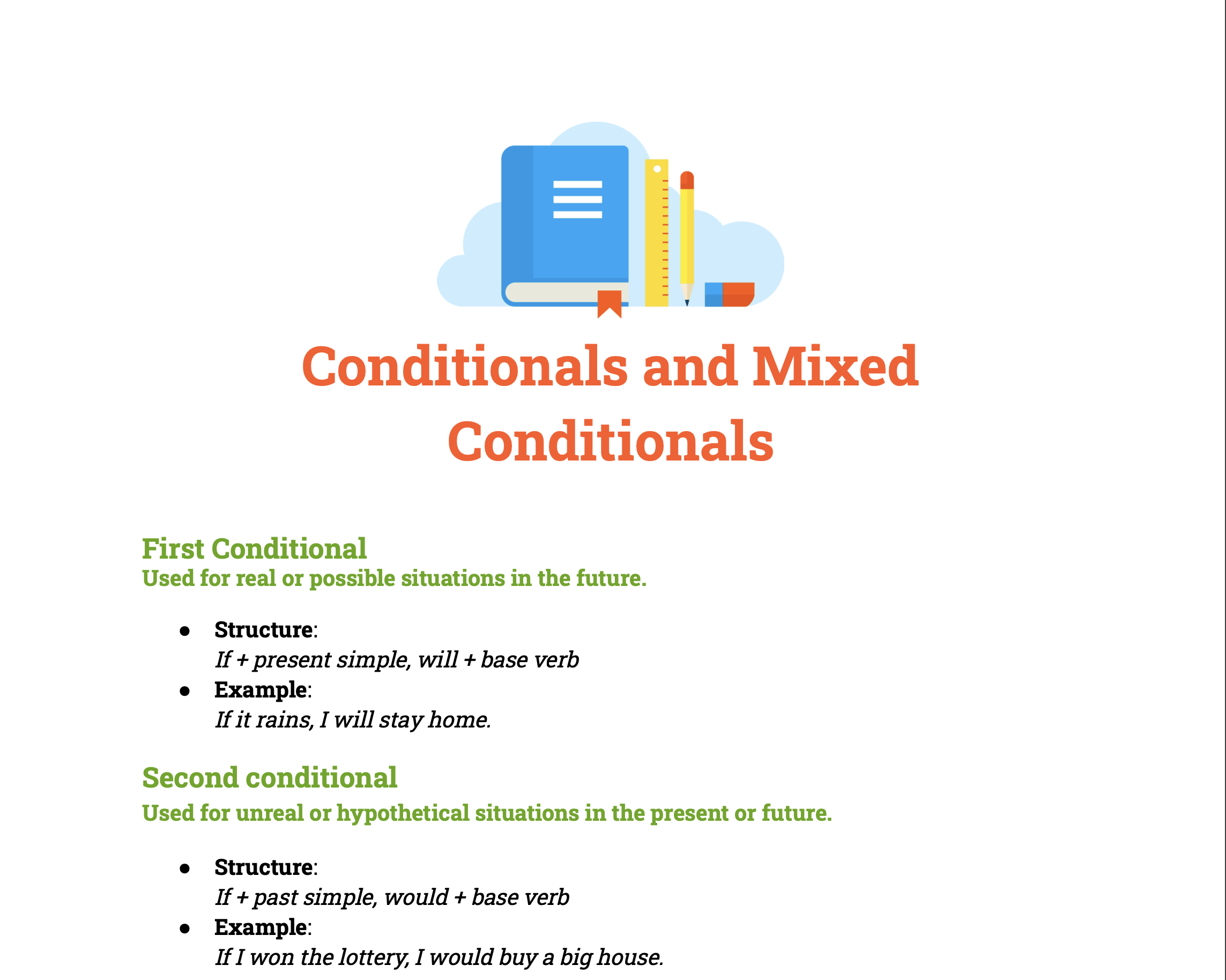 English Lesson Worksheet: Conditionals and Mixed Conditionals - Mic...