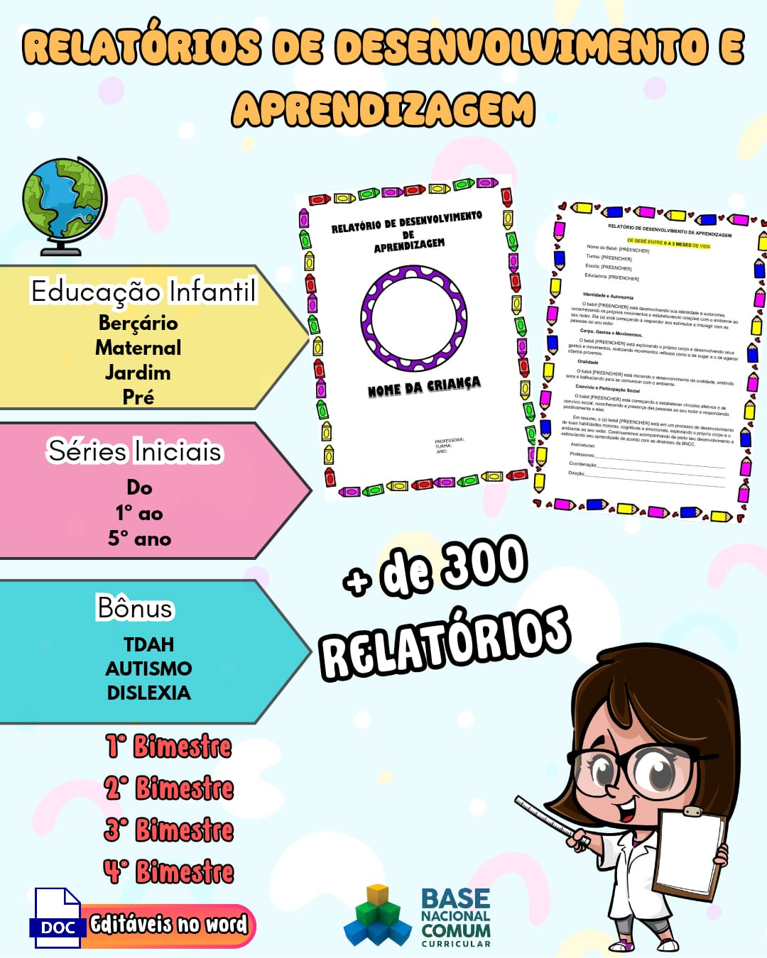 RELATÓRIOS DE DESENVOLVIMENTO E APRENDIZAGEM (MAIS DE 300 MODELOS D...