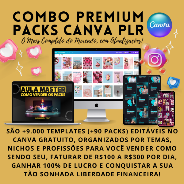 PACK CANVA | Combo Premium Packs Canva PLR| + 9.000 Templates Editá...