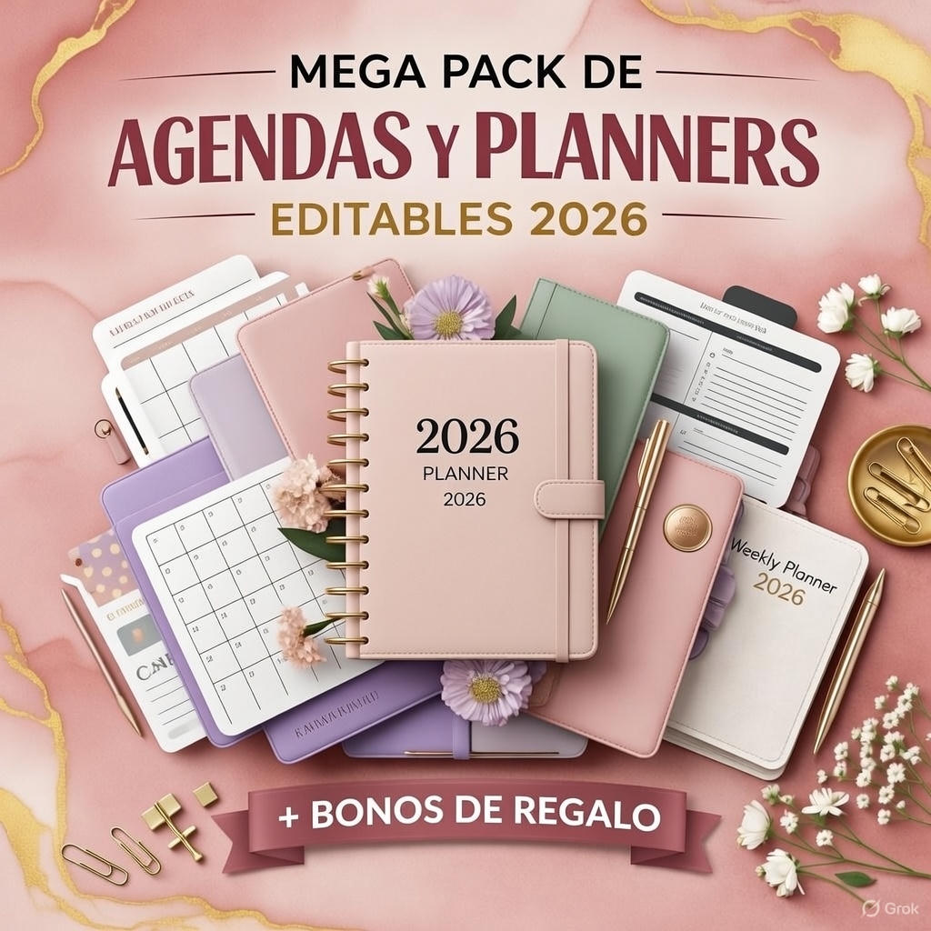 📚 Mega Pack de Agendas y Planers Editables 2026 📓 - Lourdes Vivia...