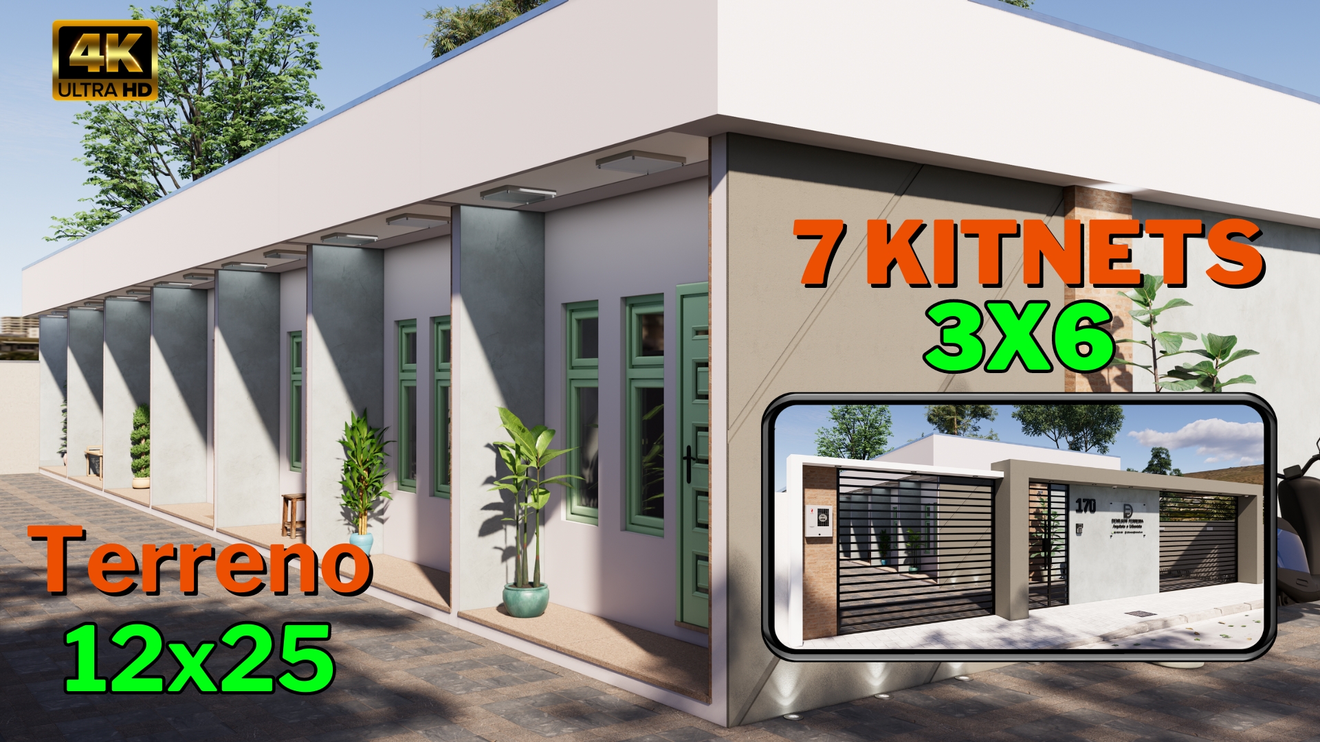 7 Kitnets 3x6 Compactas em Terreno 12x25 | Inspiração para Espaços ...