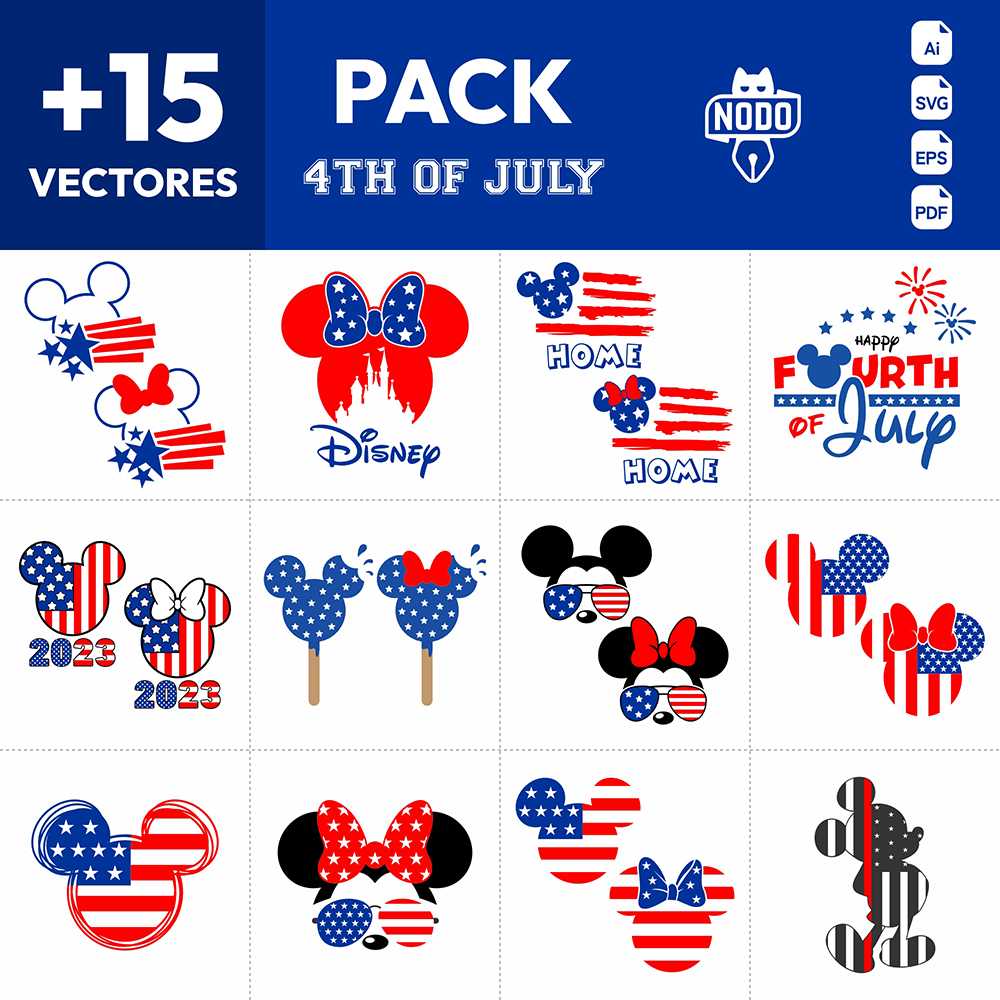 Pack Vectors Disney 4th of July