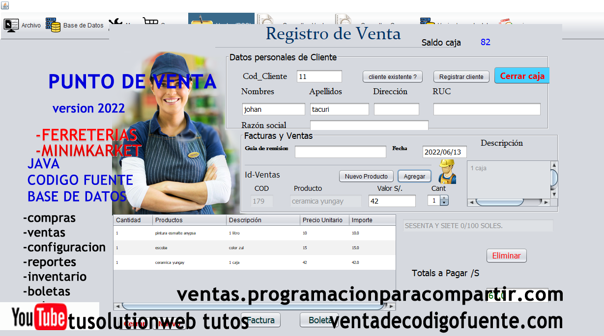 punto de venta ferreteria y minimarket en java y mysql - tusolution...