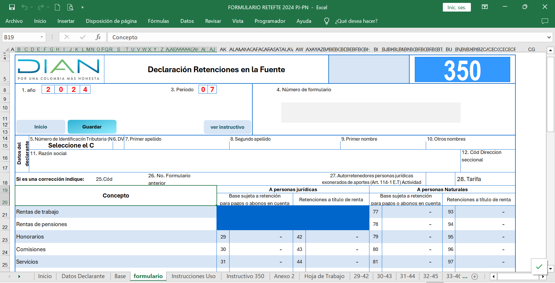 Formulario 350 Retención en la Fuente actualizado 2024 - Ventas Dig...
