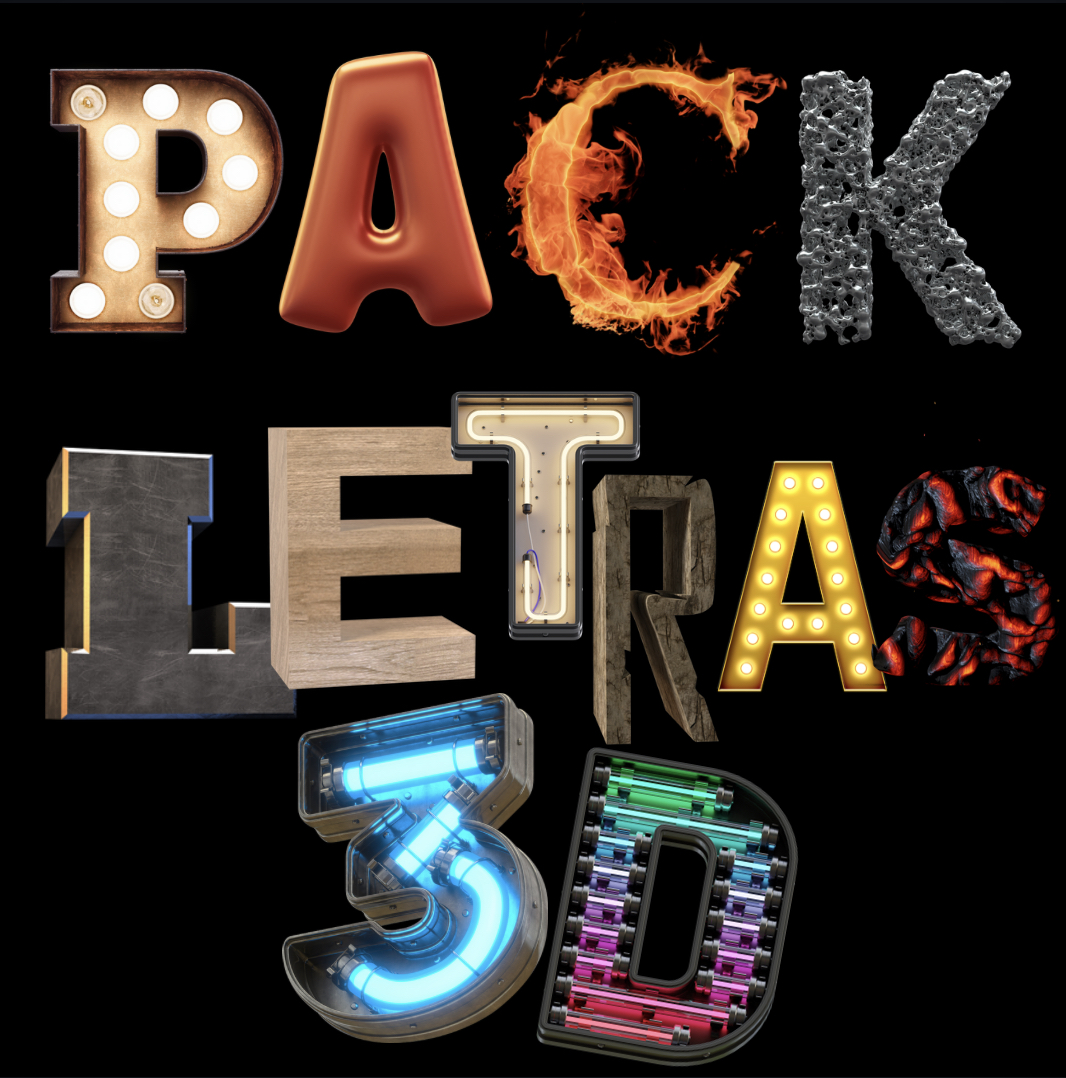 PACK LETRAS E NÚMEROS 3D