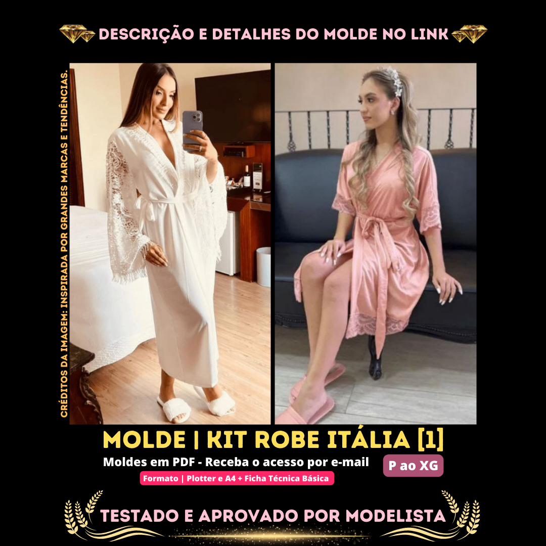 [Molde em PDF] - Kit Robe Itália [1] ID 3223661 - Empreendedora Dig...