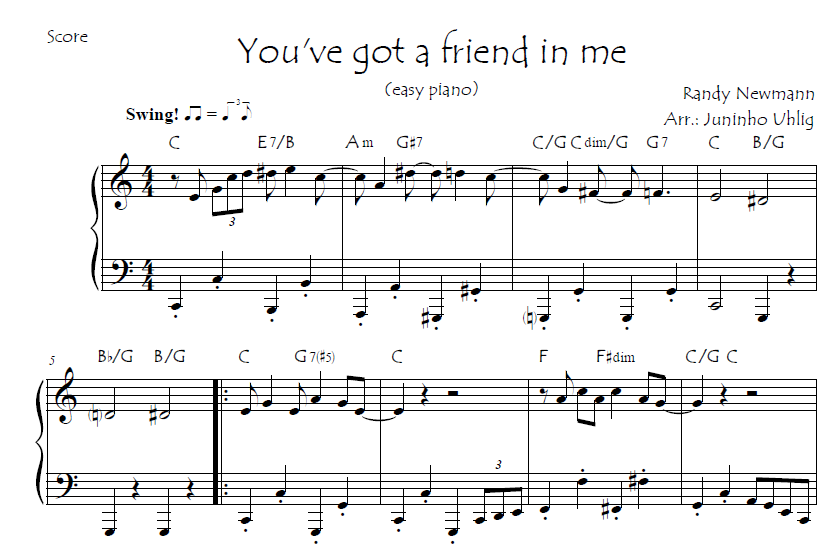 You've got a friend in me - Randy Newmann (easy piano) - Vilmar Uhl...
