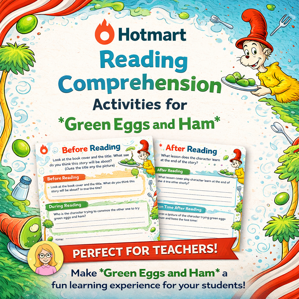 Green Eggs and Ham — Pacote de Compreensão Leitora (PDF Imprimível)...