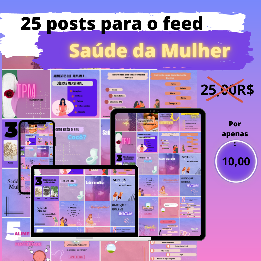 25 posts Saúde da Mulher - Daniele Franco da Conceiçaõ | Hotmart