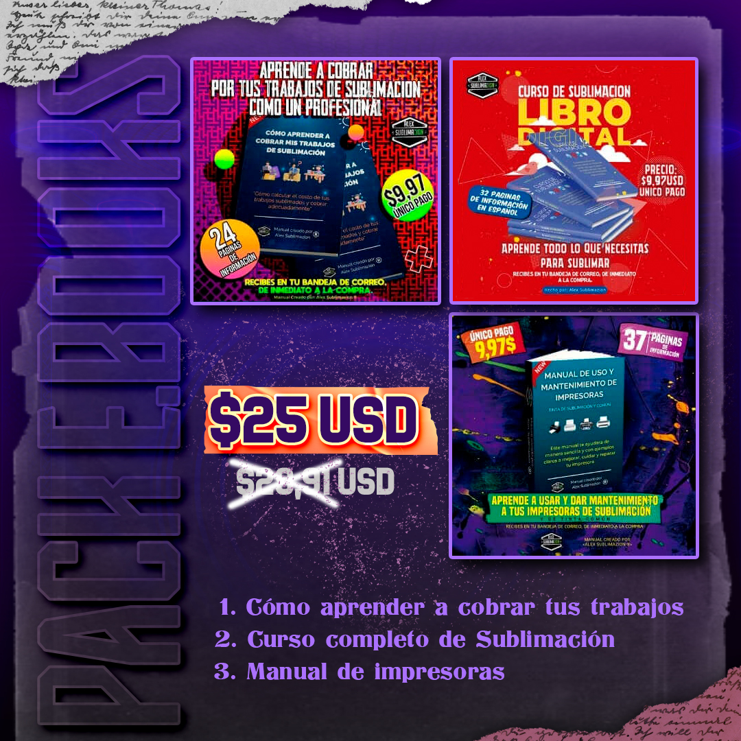 Pack 3 Ebooks de Sublimación