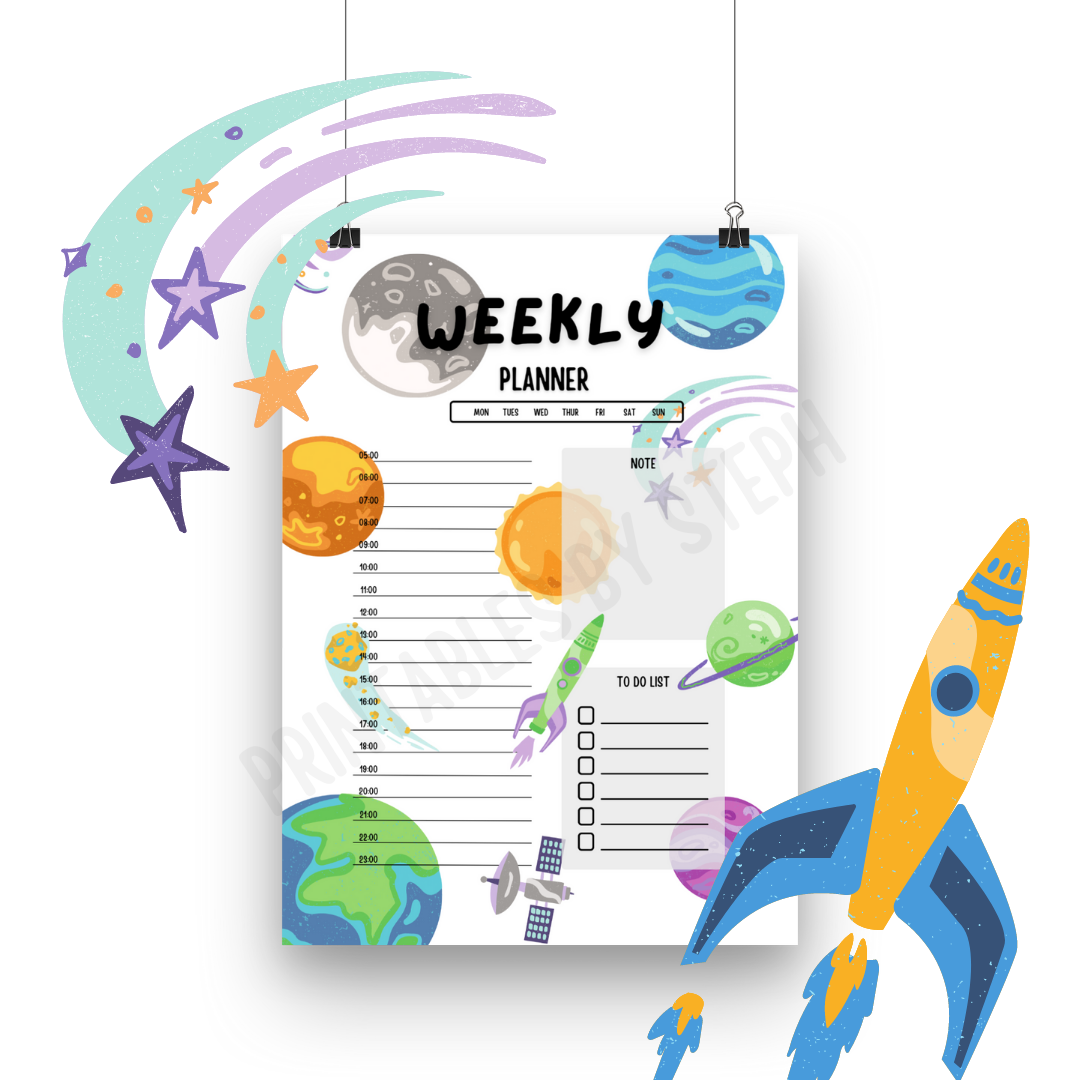 Cute Space Weekly Planner | Printable