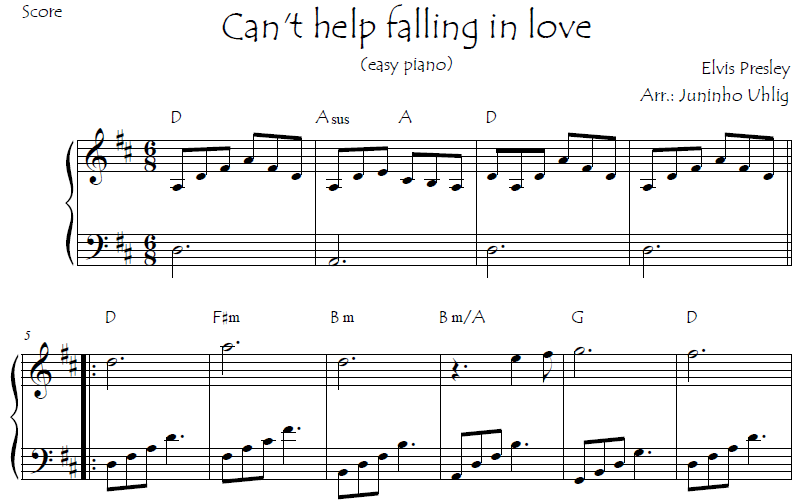 Can't help falling in love - Elvis Presley (easy piano) - Vilmar Uh...